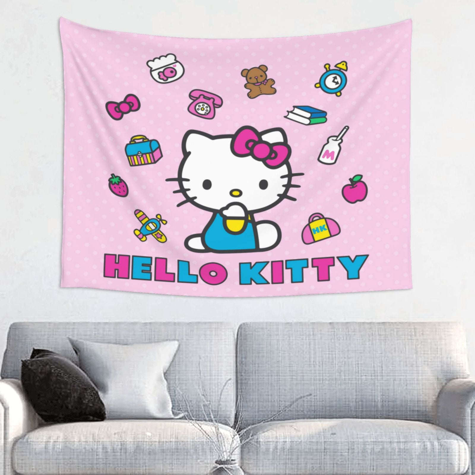 Hello Kitty Wall Tapestry Cartoon Poster for Bedroom Aesthetics Funny ...