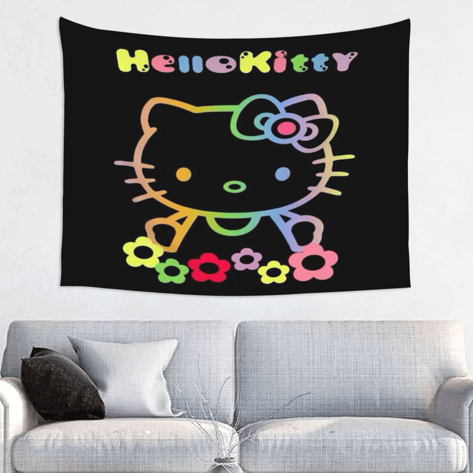 Hello Kitty Wall Tapestry Cartoon Poster for Bedroom Aesthetics Funny ...