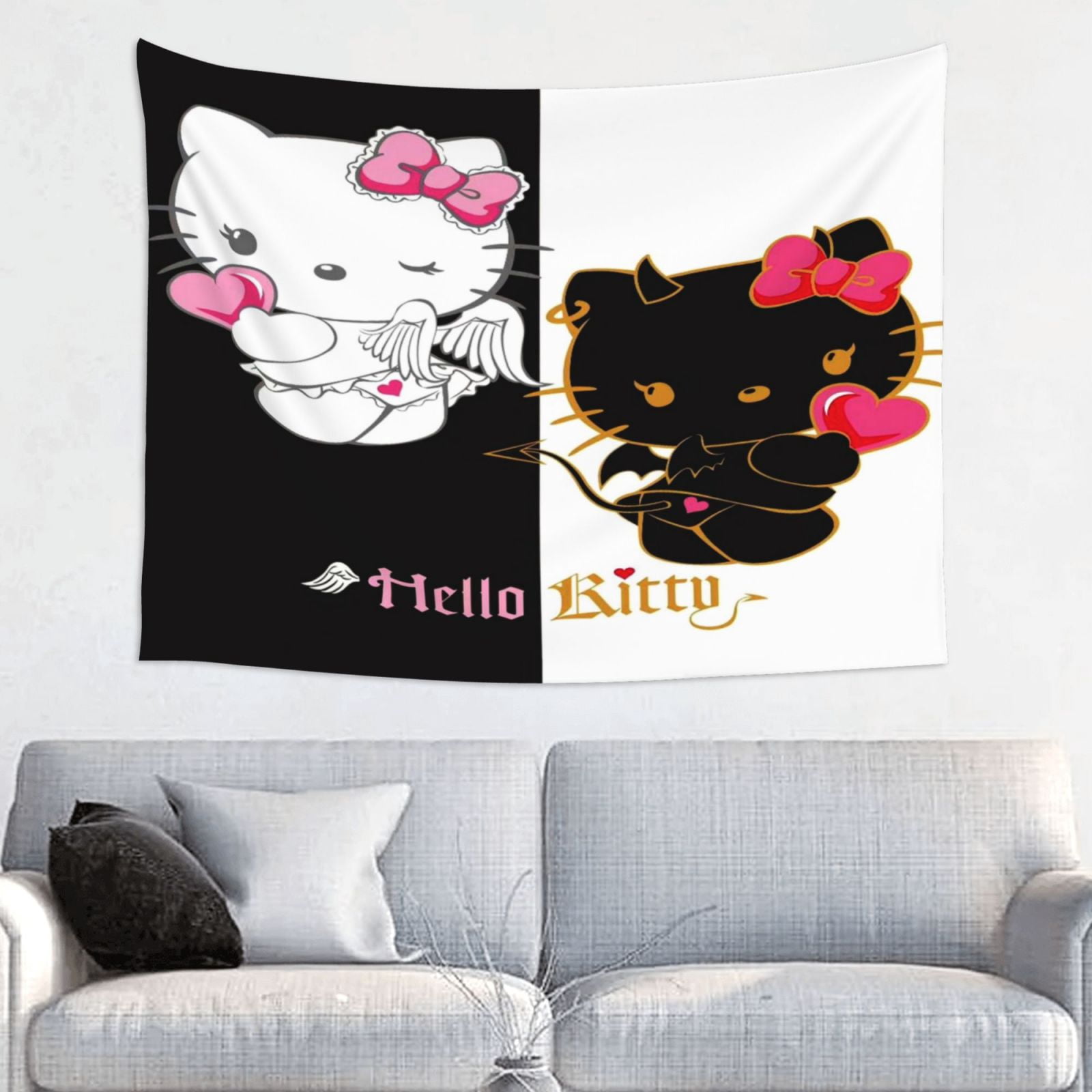 Hello Kitty Wall Tapestry Cartoon Poster for Bedroom Aesthetics Funny ...