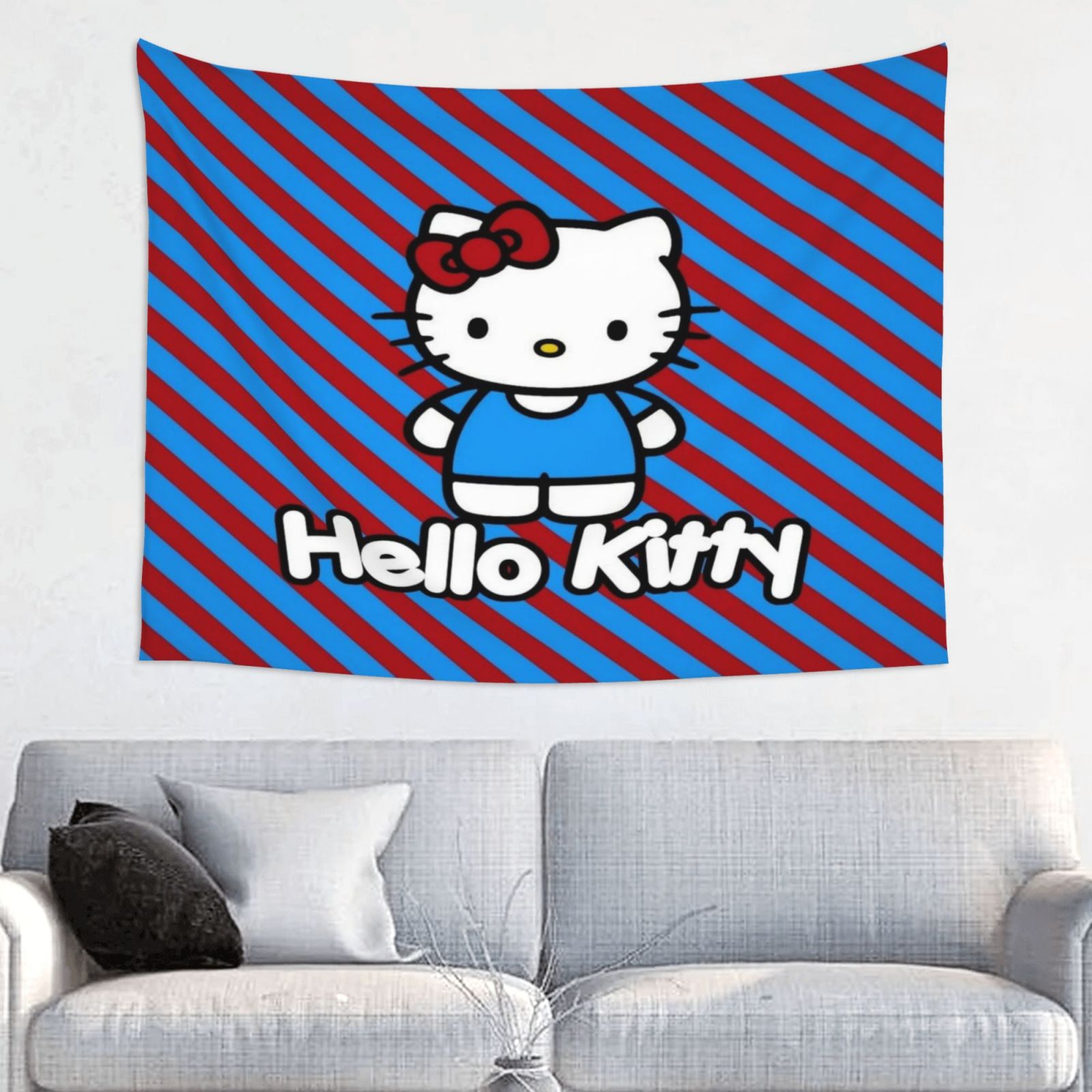 Hello Kitty Wall Tapestry Cartoon Poster for Bedroom Aesthetics Funny ...