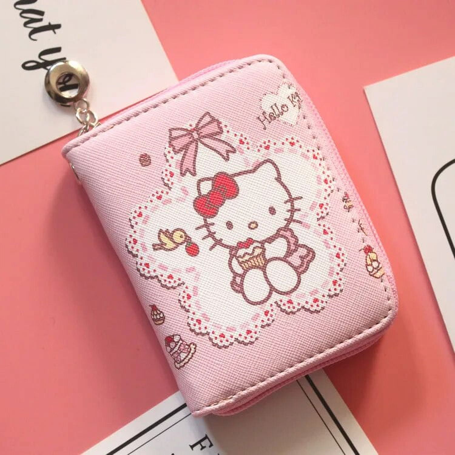 Hello Kitty Wallet Cartoon Printing PU Leather Women Zipper Short ...
