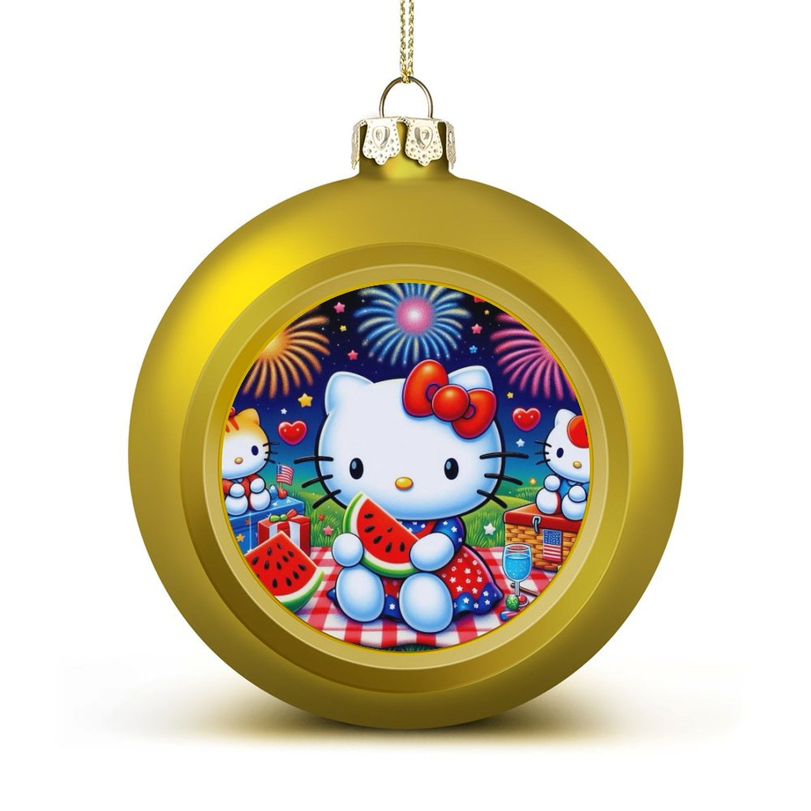 Hello Kitty Watermelon Fireworks Christmas Ball Ornaments for Tree,Red ...
