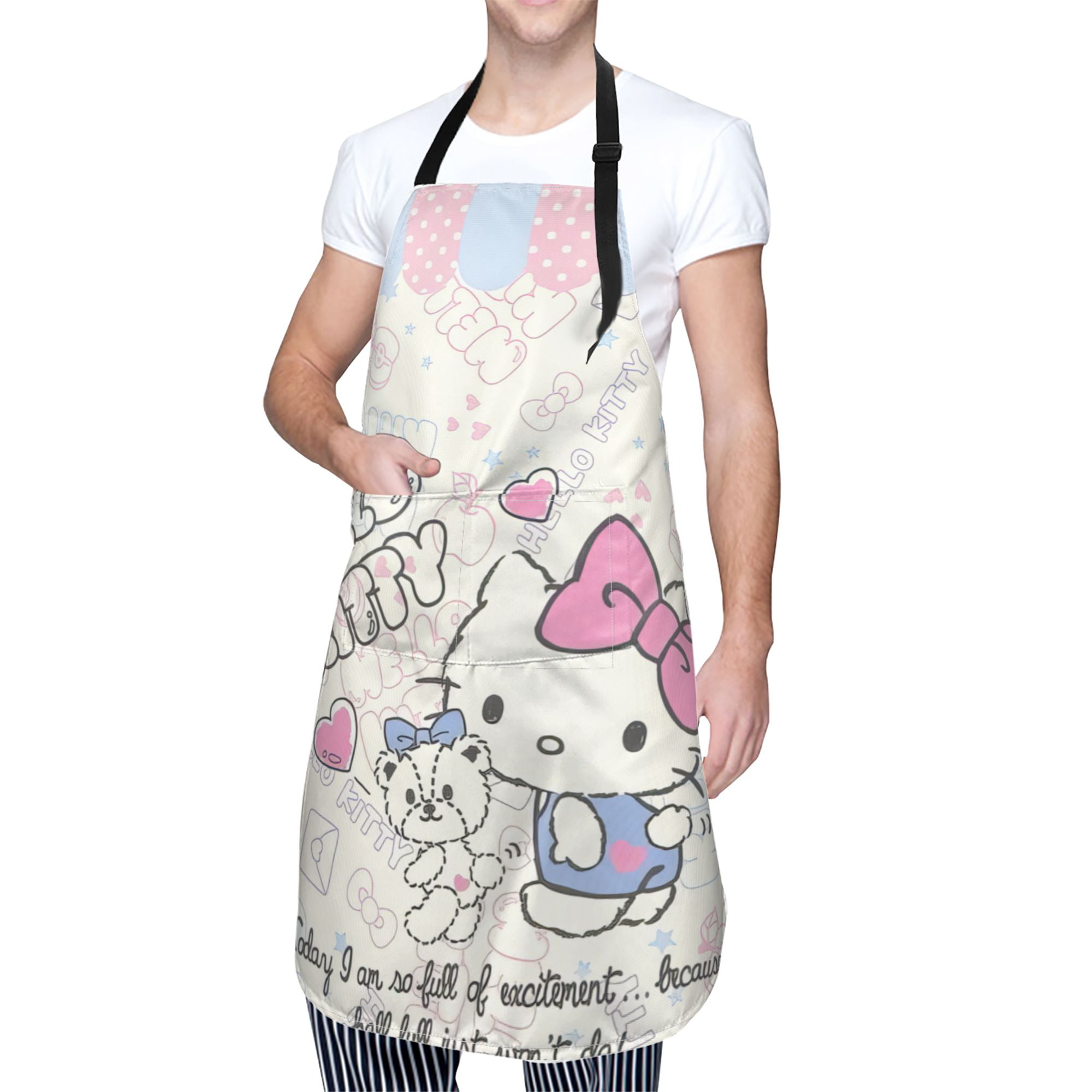 Hello Kitty Waterproof Apron with 2 Pockets for Men Women, Adjustable ...