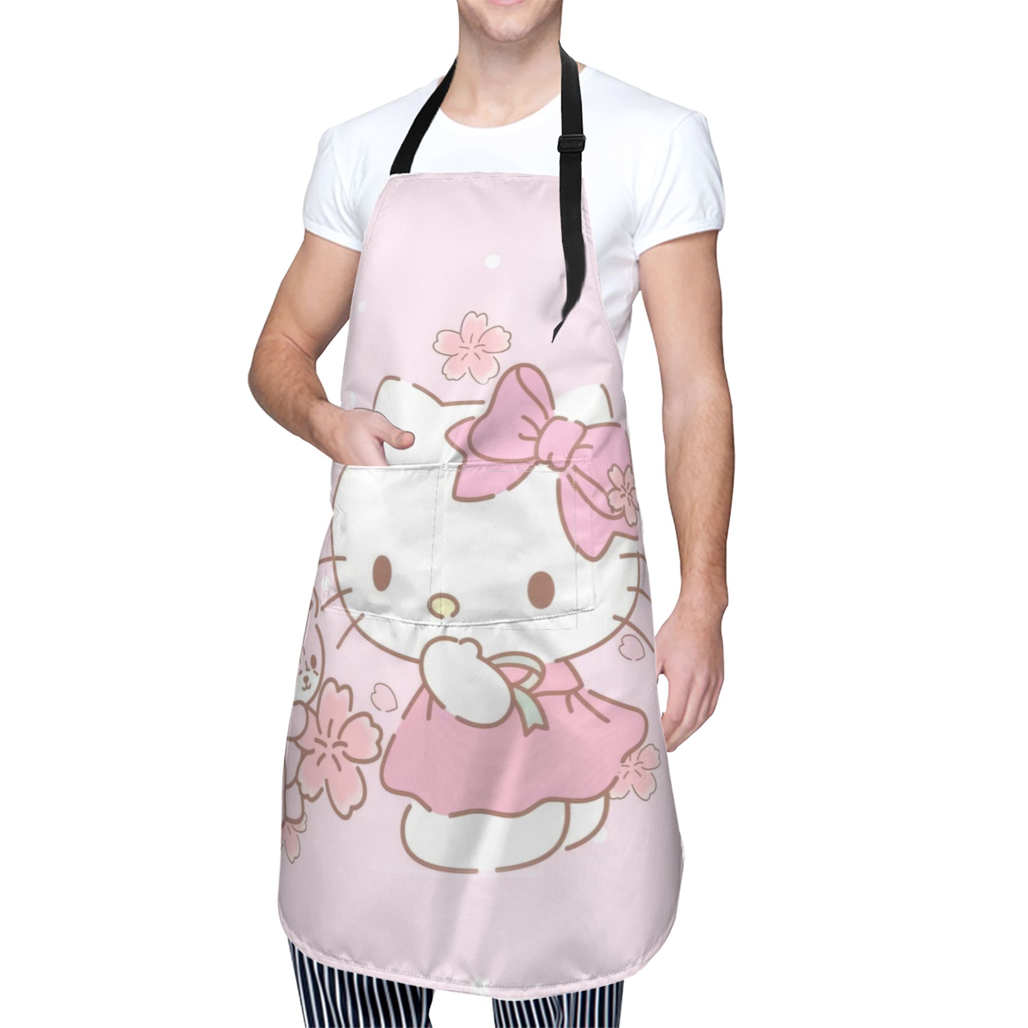 Hello Kitty Waterproof Apron with 2 Pockets for Men Women, Adjustable ...