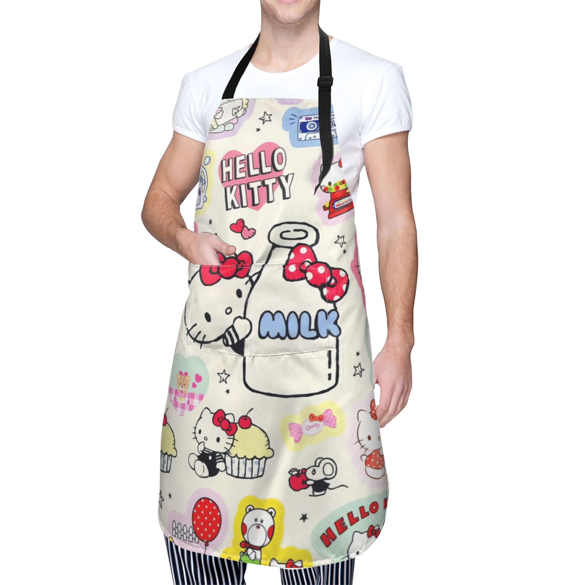 Hello Kitty Waterproof Apron with 2 Pockets for Men Women, Adjustable ...