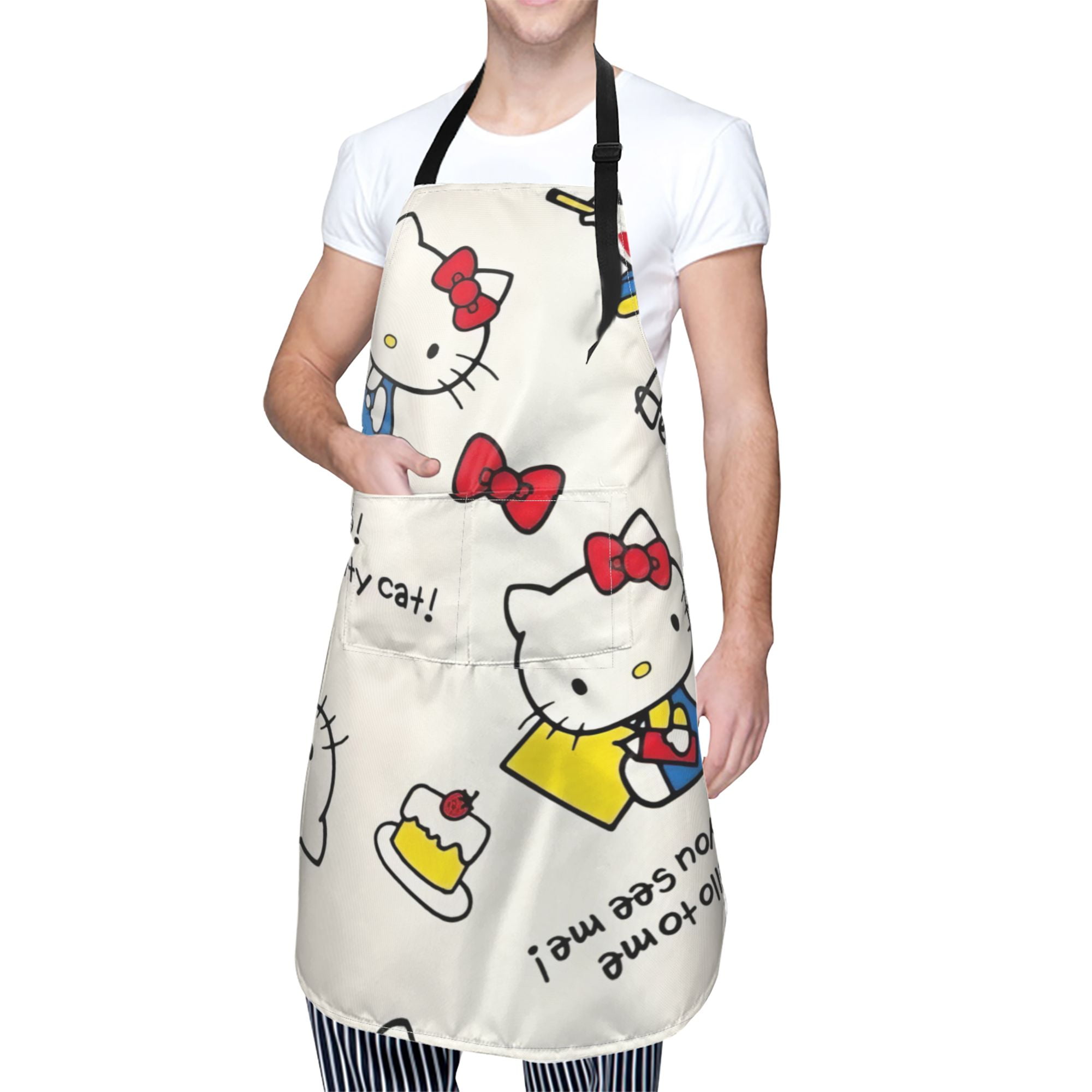 Hello Kitty Waterproof Apron with 2 Pockets for Men Women, Adjustable ...