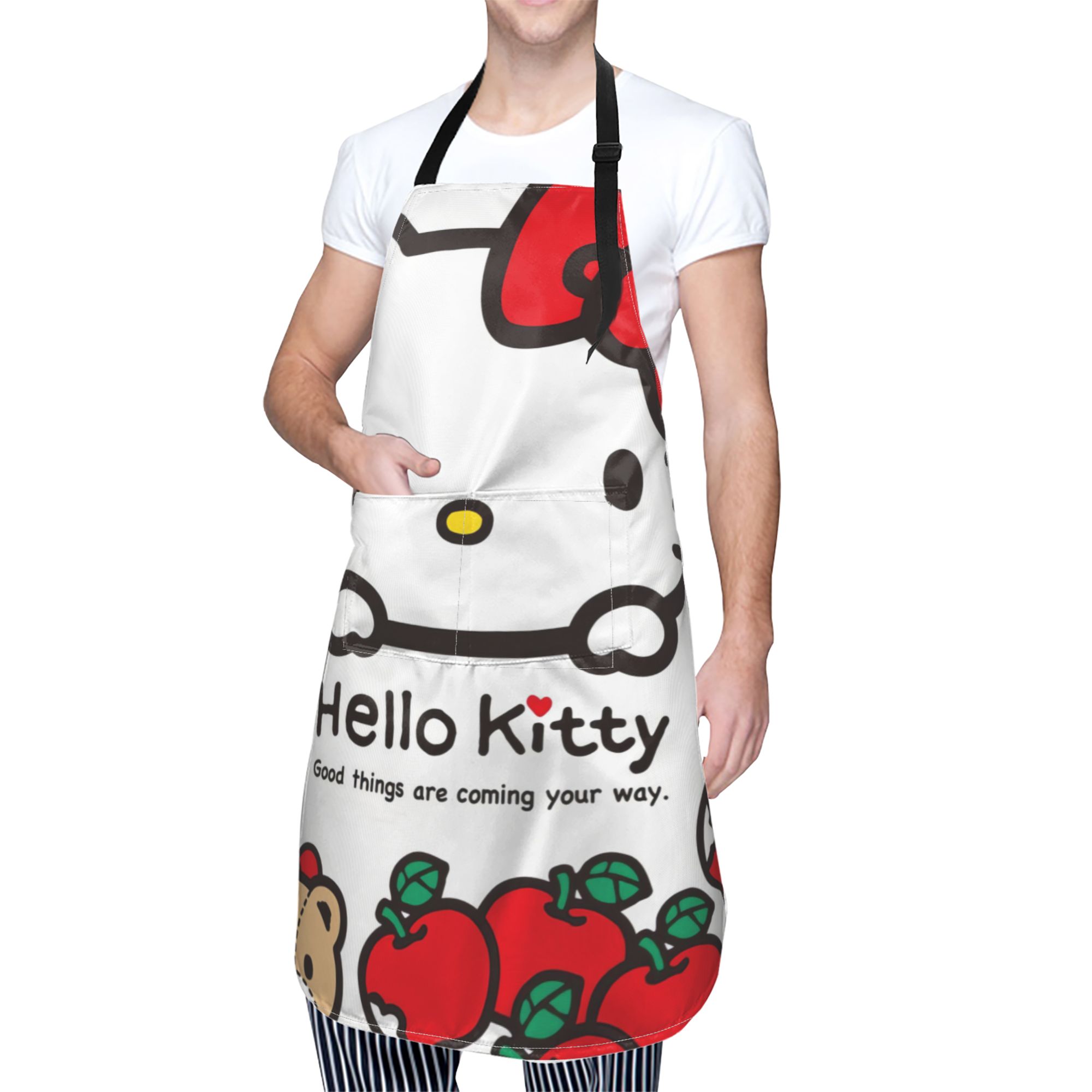 Hello Kitty Waterproof Apron with 2 Pockets for Men Women, Adjustable ...