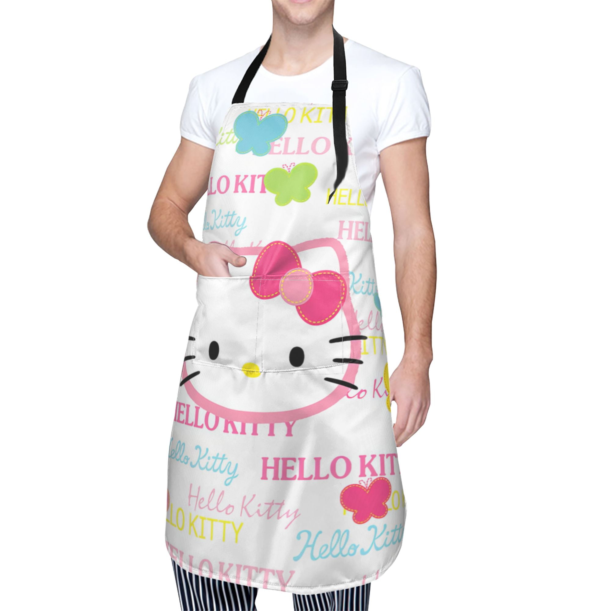 Hello Kitty Waterproof Apron with 2 Pockets for Men Women, Adjustable ...
