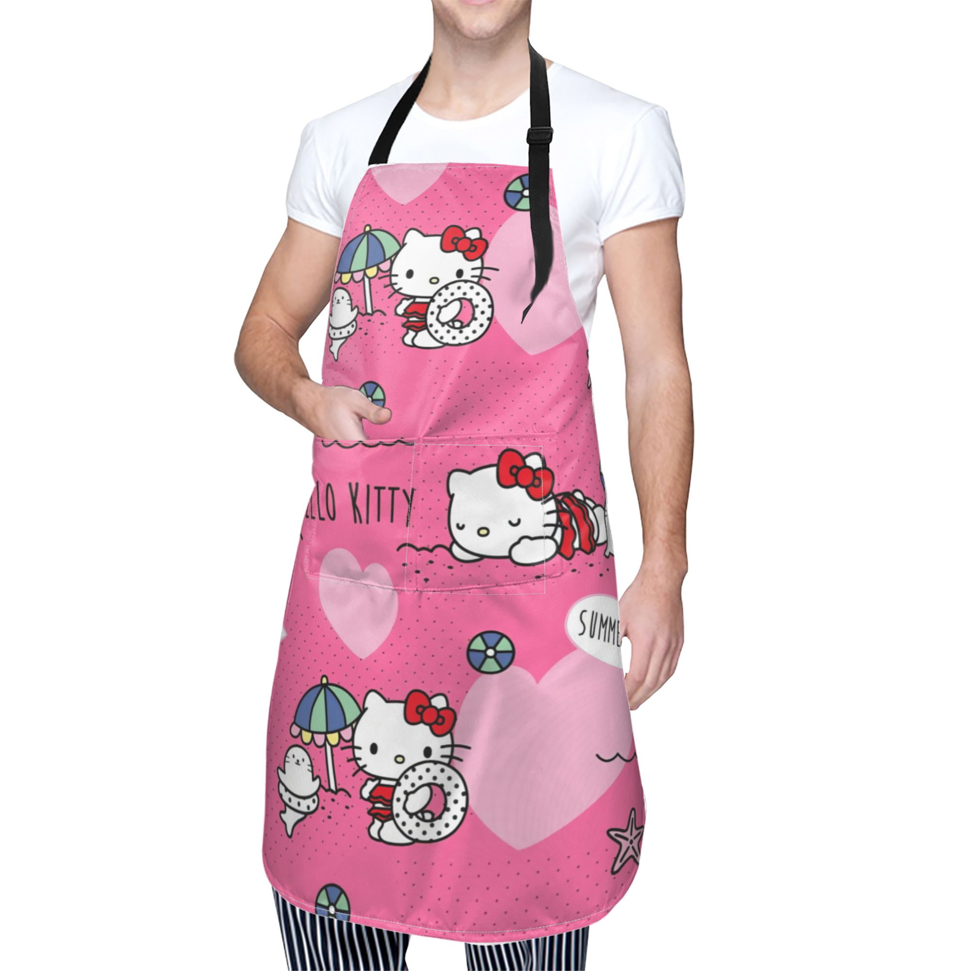 Hello Kitty Waterproof Apron with 2 Pockets for Men Women, Adjustable ...