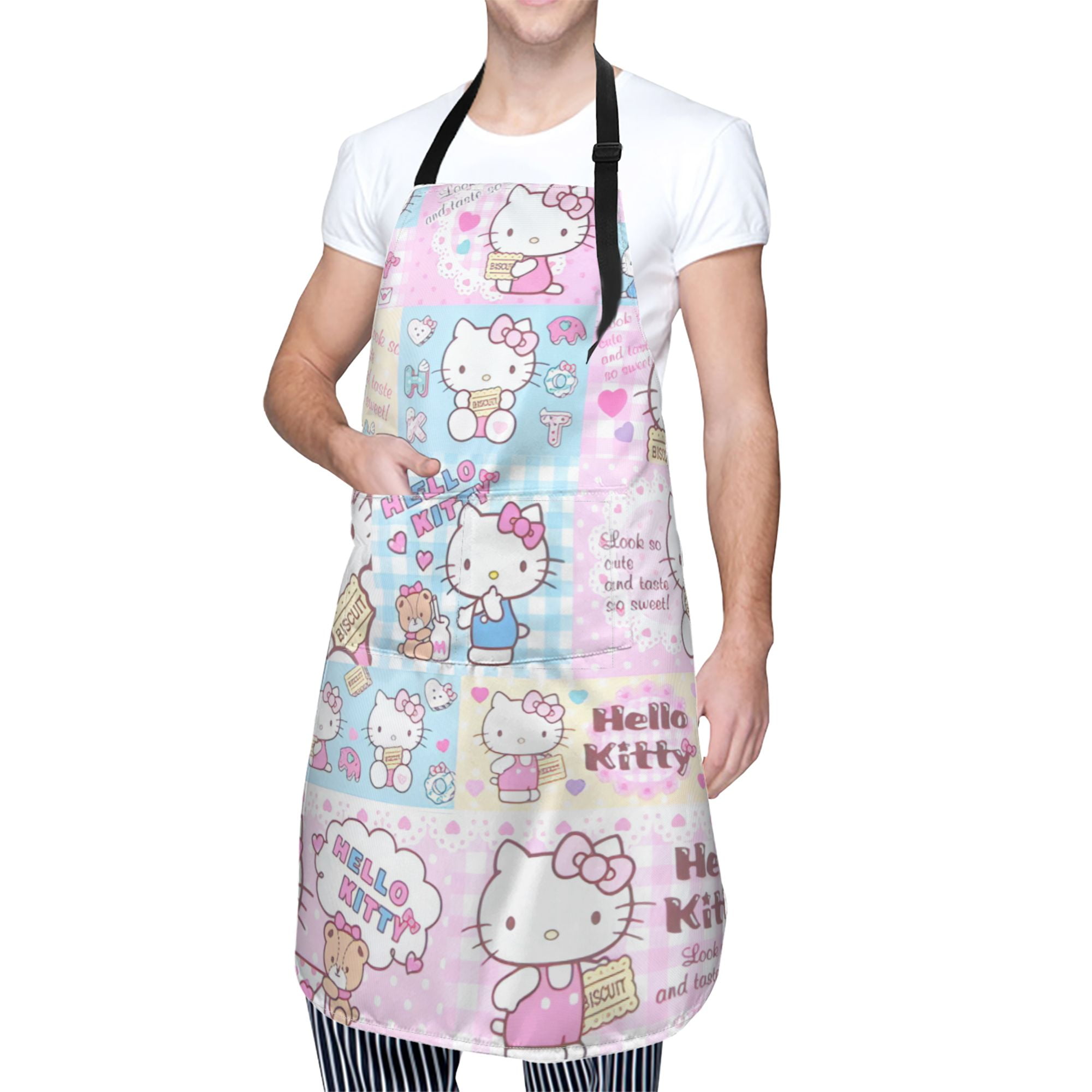 Hello Kitty Waterproof Apron with 2 Pockets for Men Women, Adjustable ...