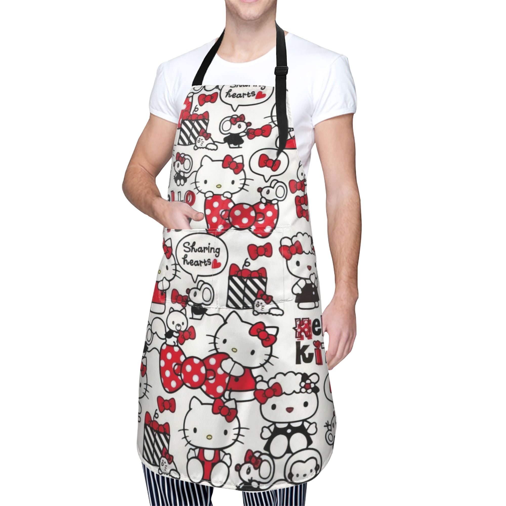 Hello Kitty Waterproof Apron with 2 Pockets for Men Women, Adjustable ...