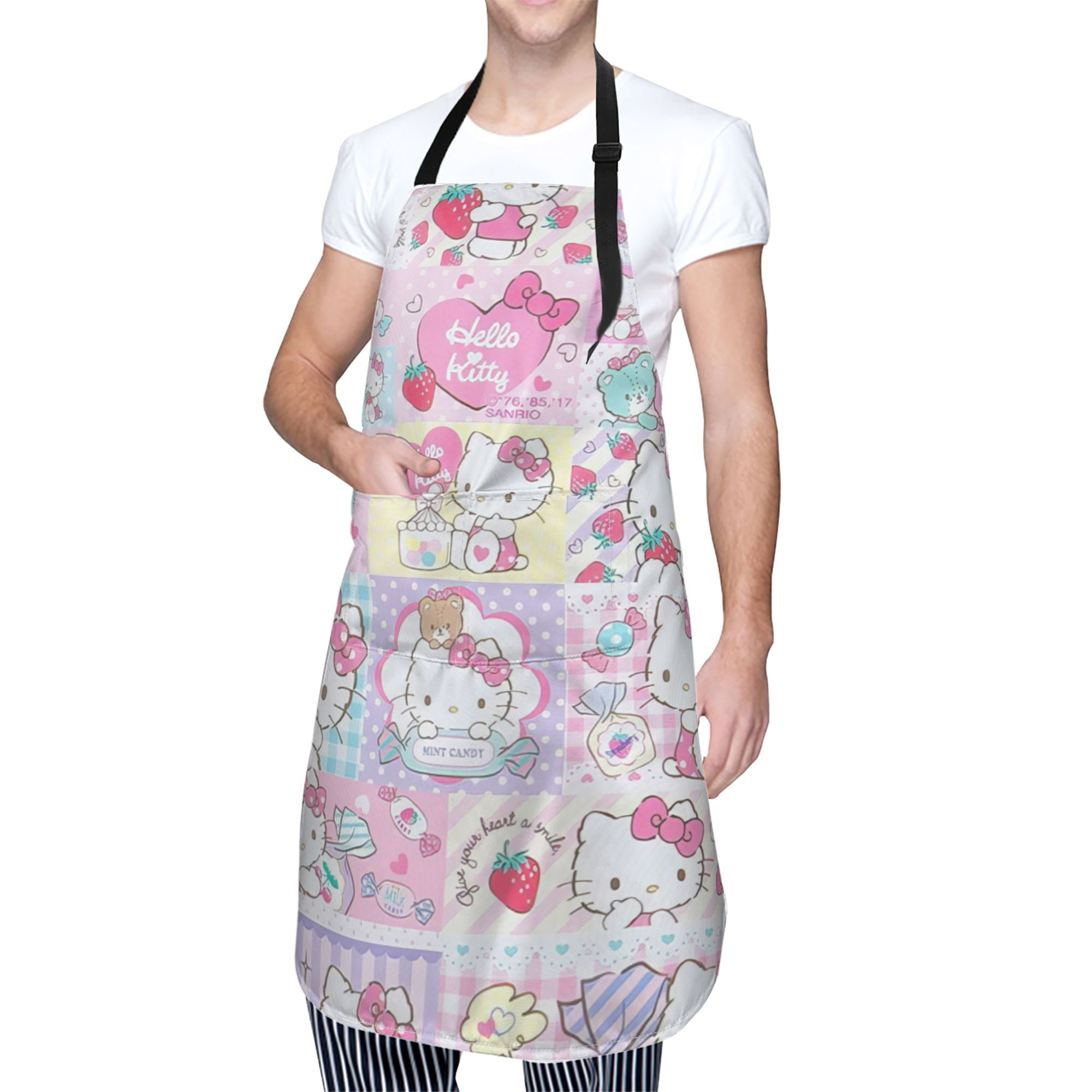 Hello Kitty Waterproof Apron with 2 Pockets for Men Women, Adjustable ...
