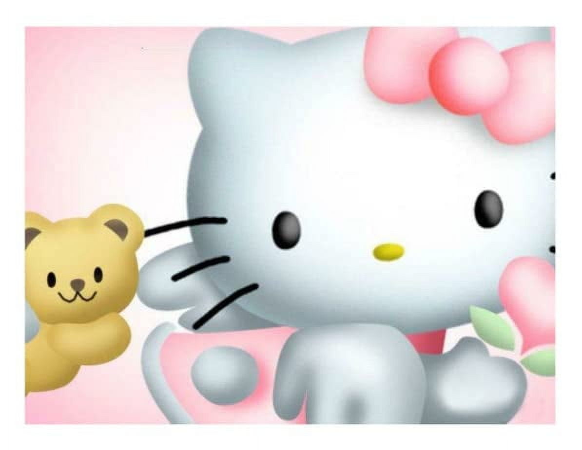 Hello Kitty With Teddy Bear Birthday Edible Image Cake Topper For ...