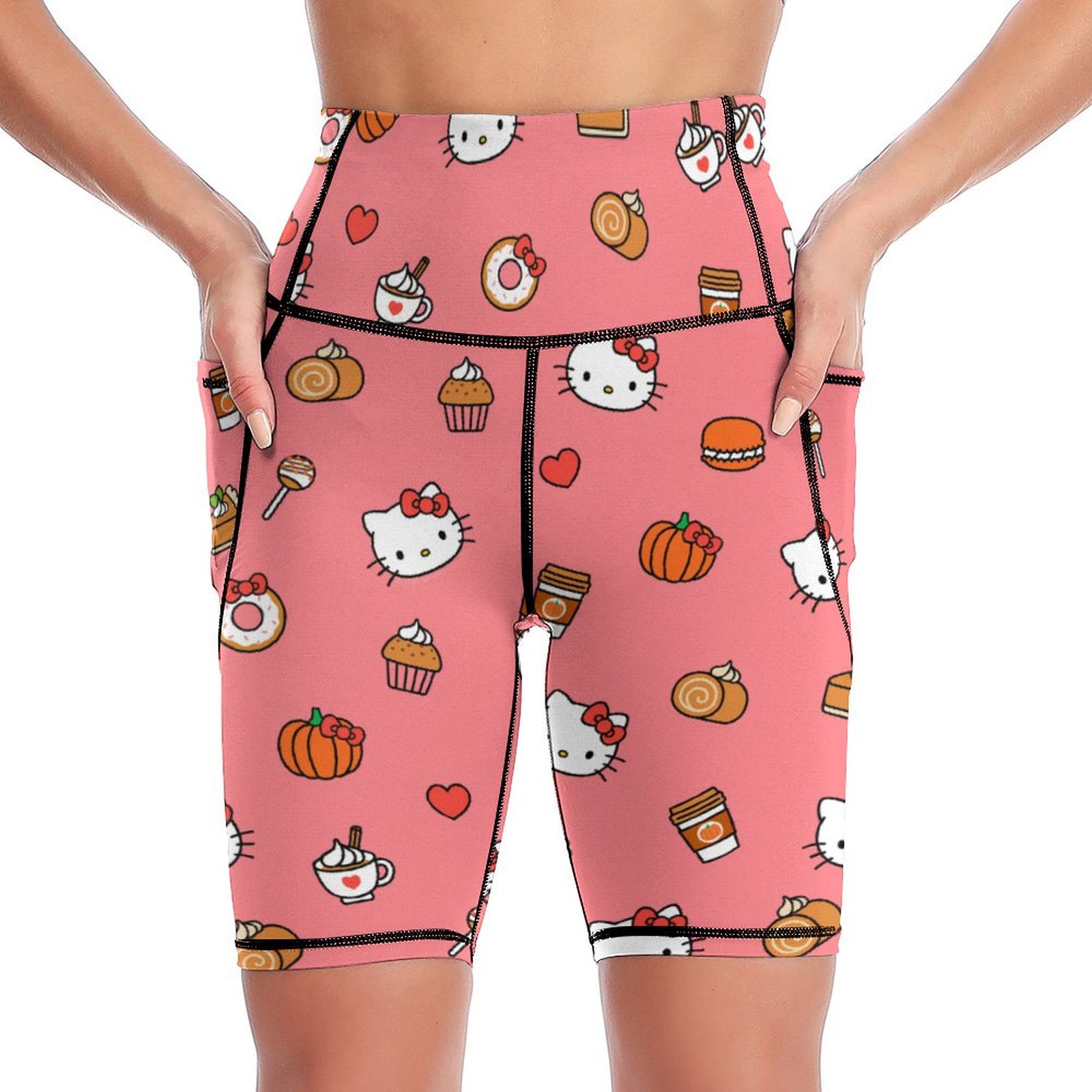 Hello Kitty Women Biker Shorts, High Waisted Tummy Control Workout ...