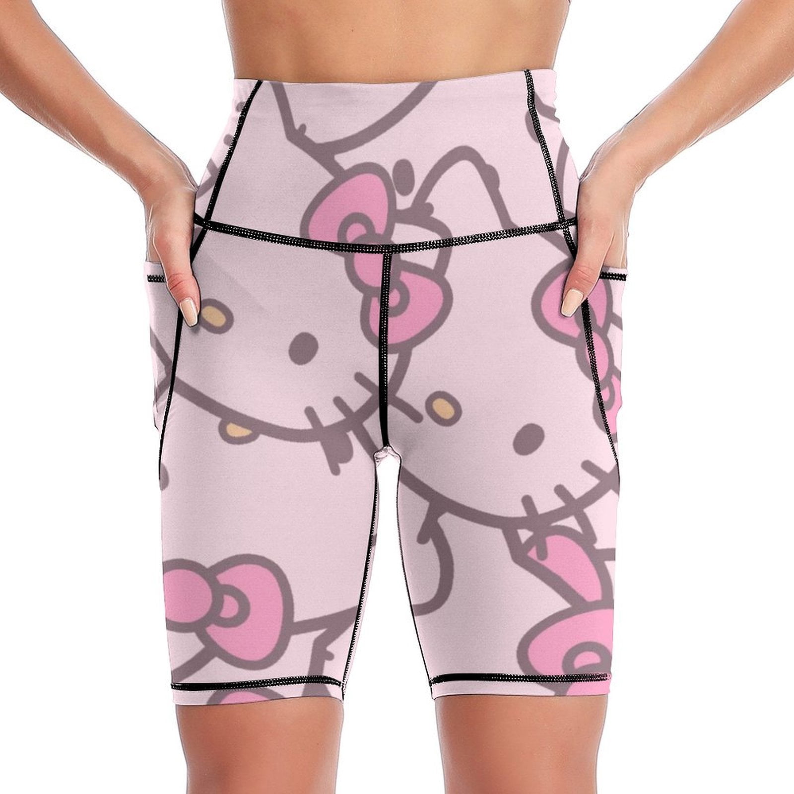 Hello Kitty Women Biker Shorts, High Waisted Tummy Control Workout ...