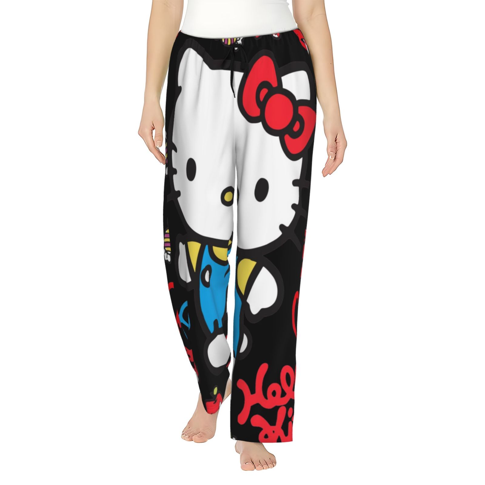 Hello Kitty Women Pajama Pants With Pockets Stretch Pajama Bottoms Drawstring Christmas Pj Pants ...