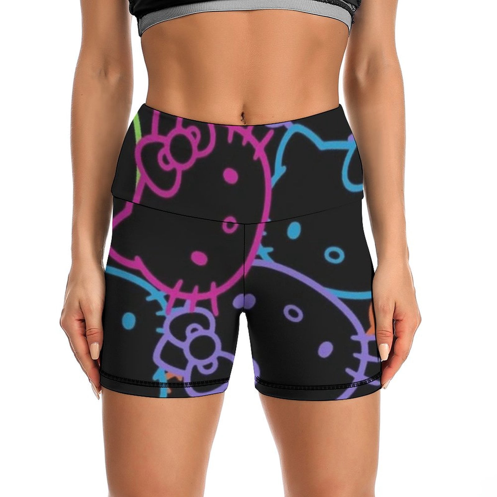 Hello Kitty Women Workout Shorts, High Waisted Tummy Control Gym Yoga ...