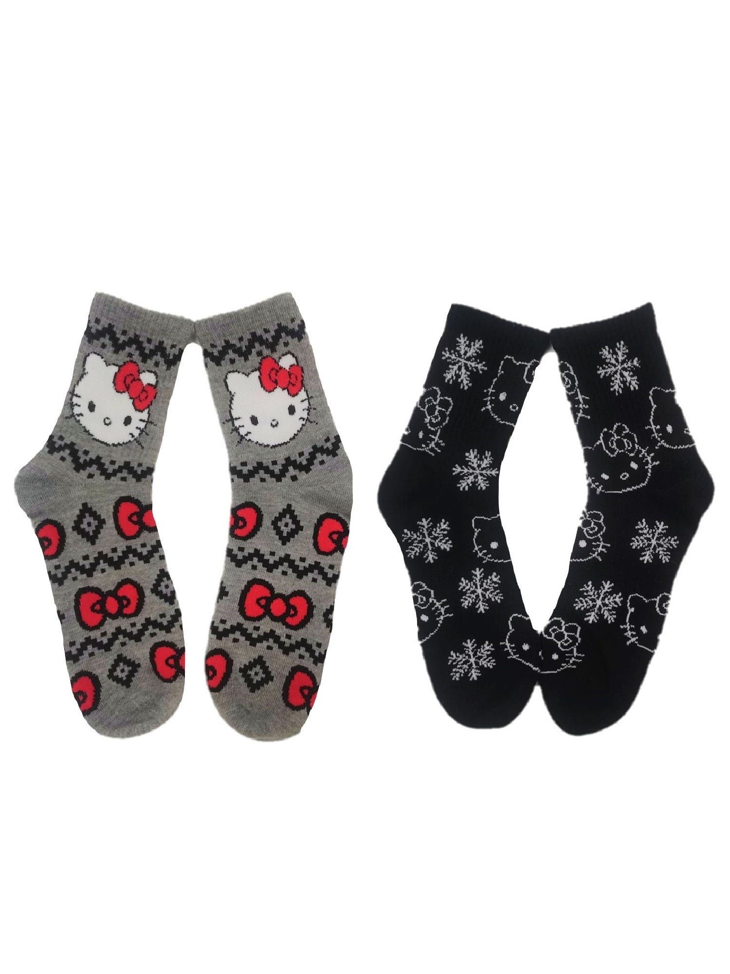 Hello Kitty, Women's Holiday Ribbed Mid-Crews, 2-Pack, Size 4-10 ...