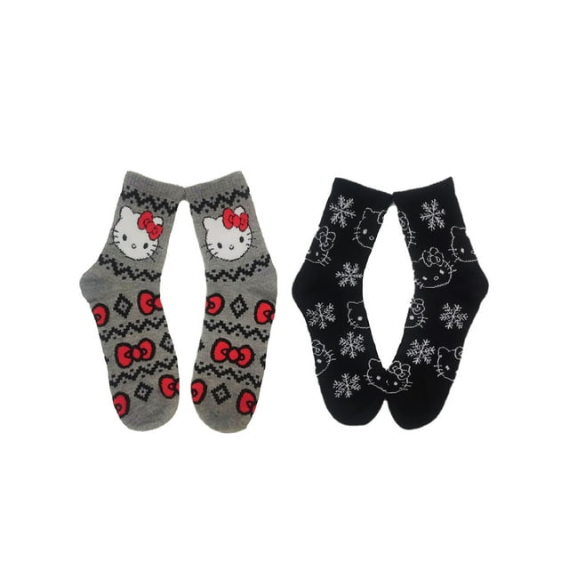 Hello Kitty, Women's Holiday Ribbed Mid-Crews, 2-Pack, Size 4-10 ...