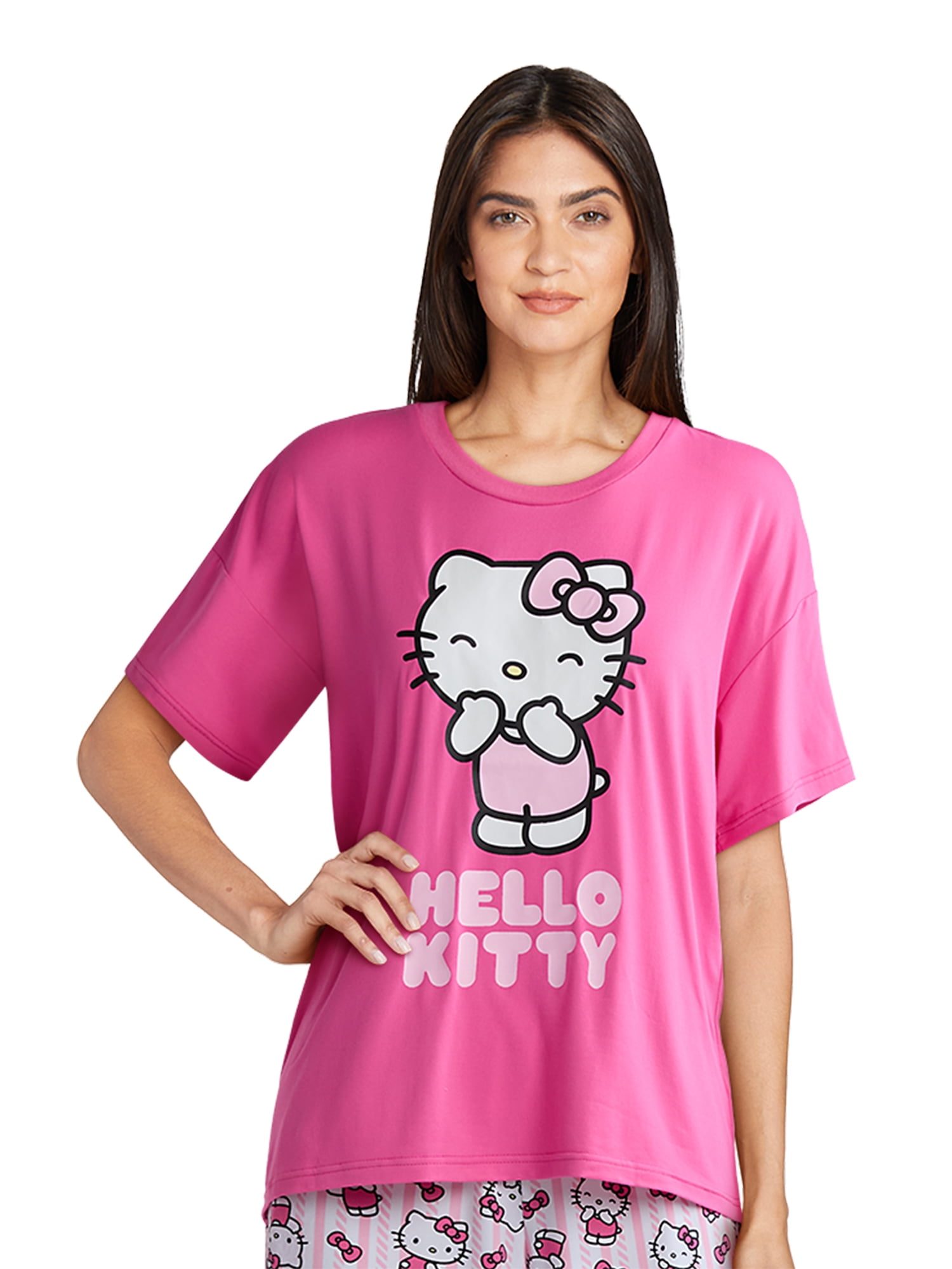 Hello Kitty Women's Plus Oversized Tee and Pants Pajama Set, 2-Piece ...