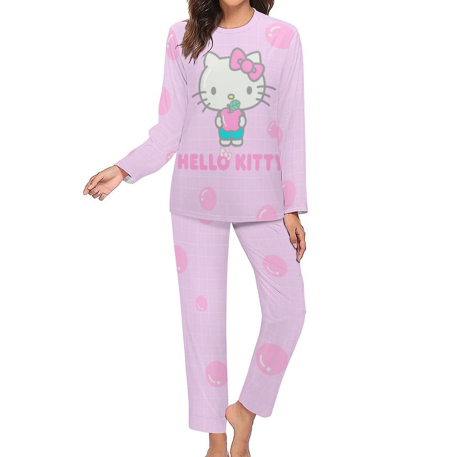 Hello Kitty Women's Pajama Sets Long Sleeve Pajamas Top And Pants ...