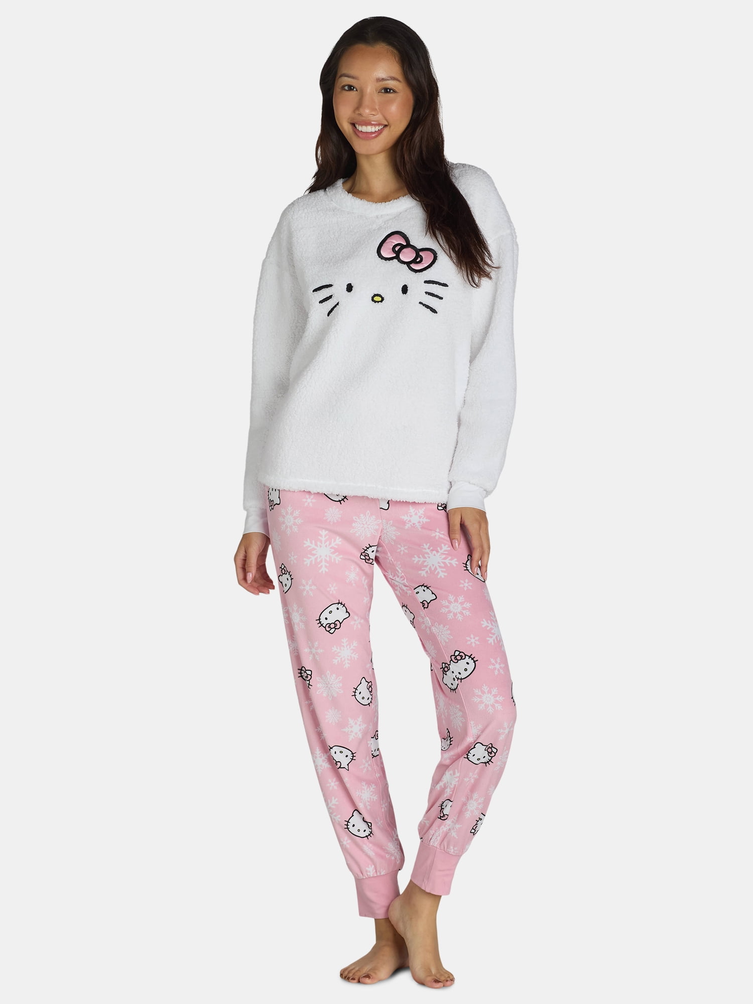Hello Kitty Women's and Women’s Plus Plush Pajama Set, 2-Piece, Sizes S ...
