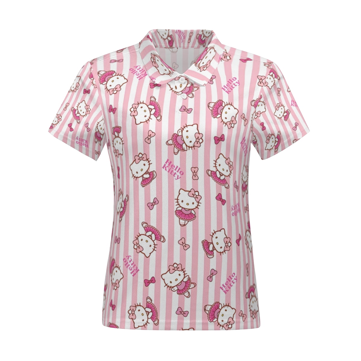 Hello Kitty Women's Polo Shirts 2-Button Short Sleeve Collared Tops ...