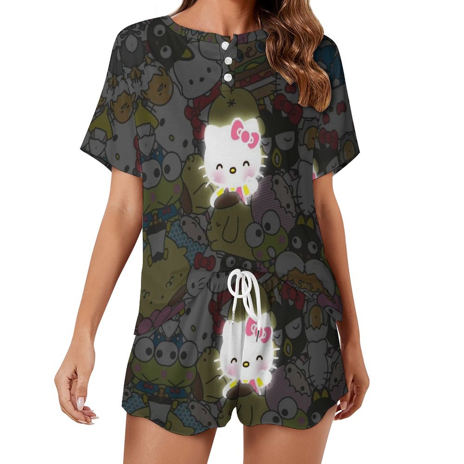 Hello Kitty Women's Short Sleeve Pajama，Soft Sleepwear Pjs Short and ...