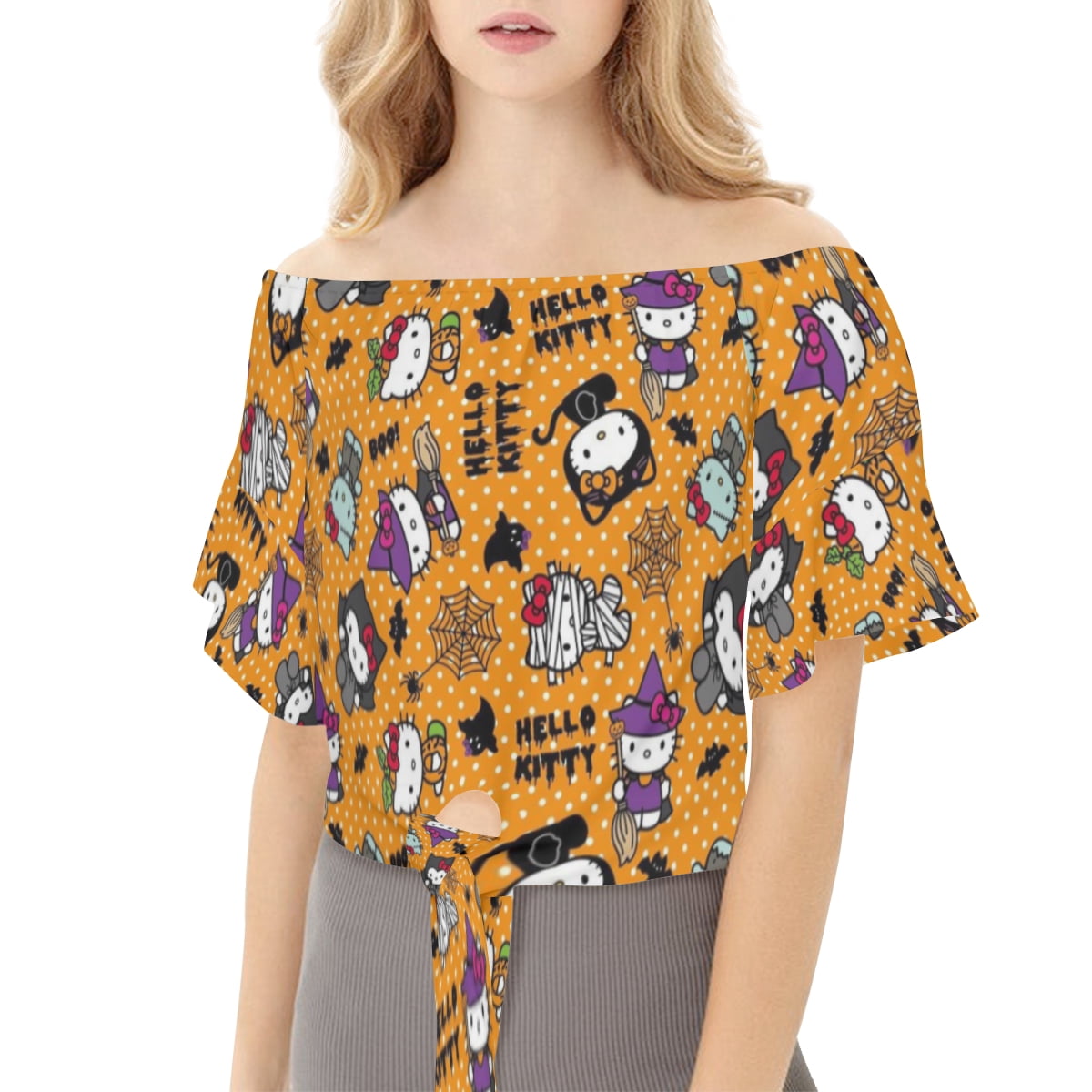 Hello Kitty Women's Short-Sleeved Sexy Slim-Fitting Top - Walmart.com
