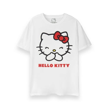 Hello Kitty Phone Graphic Crew Neck Long Sleeve White Fleece Women's ...