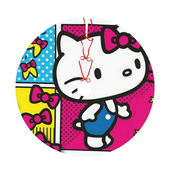 Hello-Kitty Wow Christmas Tree Skirt 30 inch,Farmhouse Holiday Tree ...