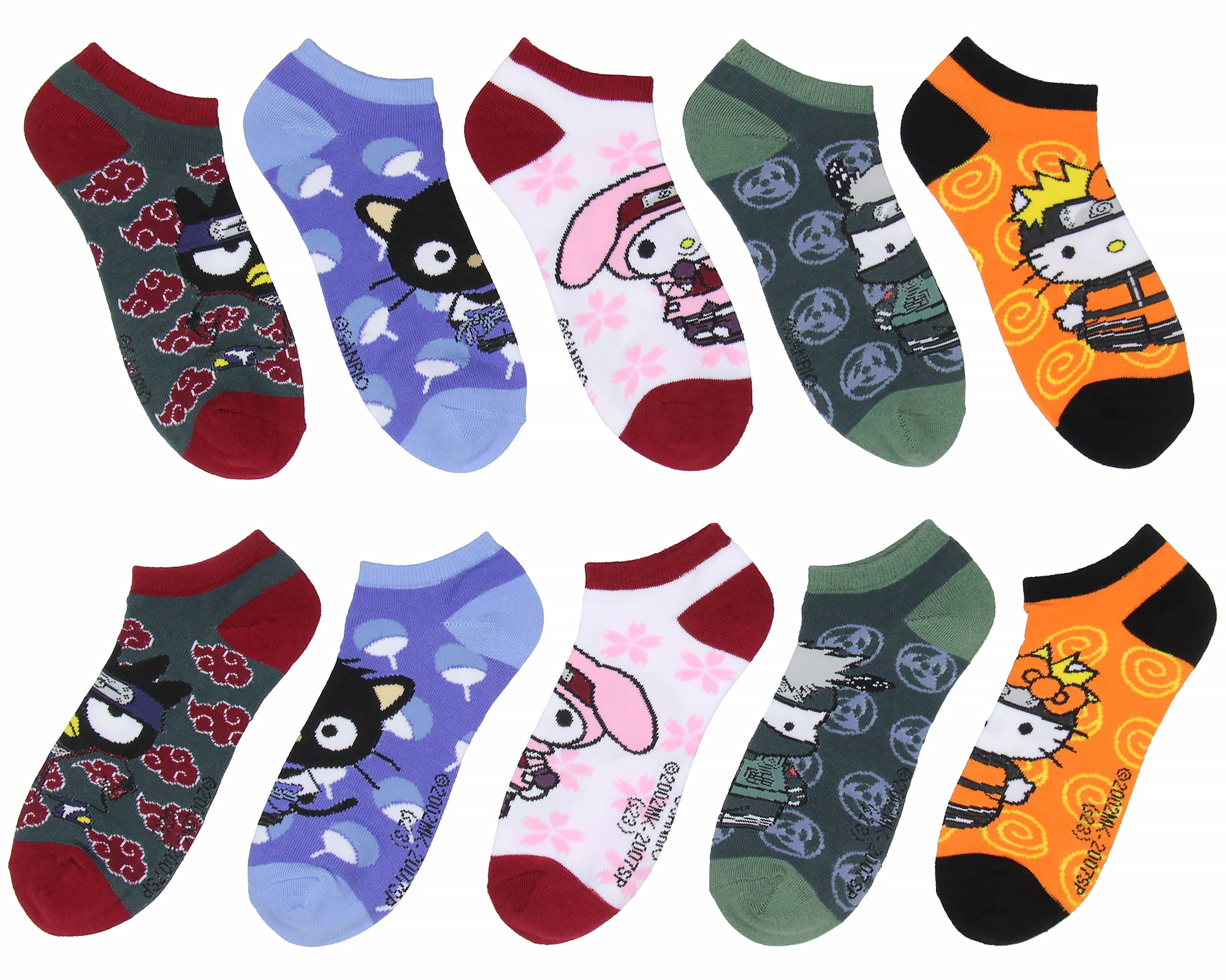 Hello Kitty X Naruto Character Mash-Up Mix and Match Ankle No-Show ...