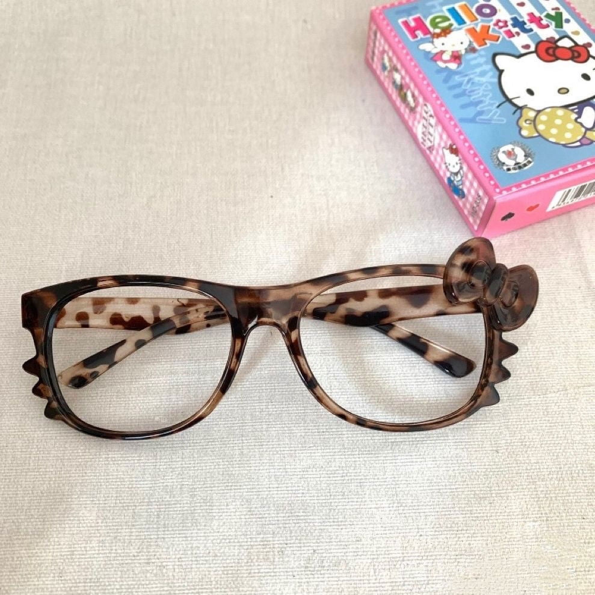 Hello Kitty Y2K Eyeglass Frame Anime Retro Glasses Kawaii Leopard Print ...