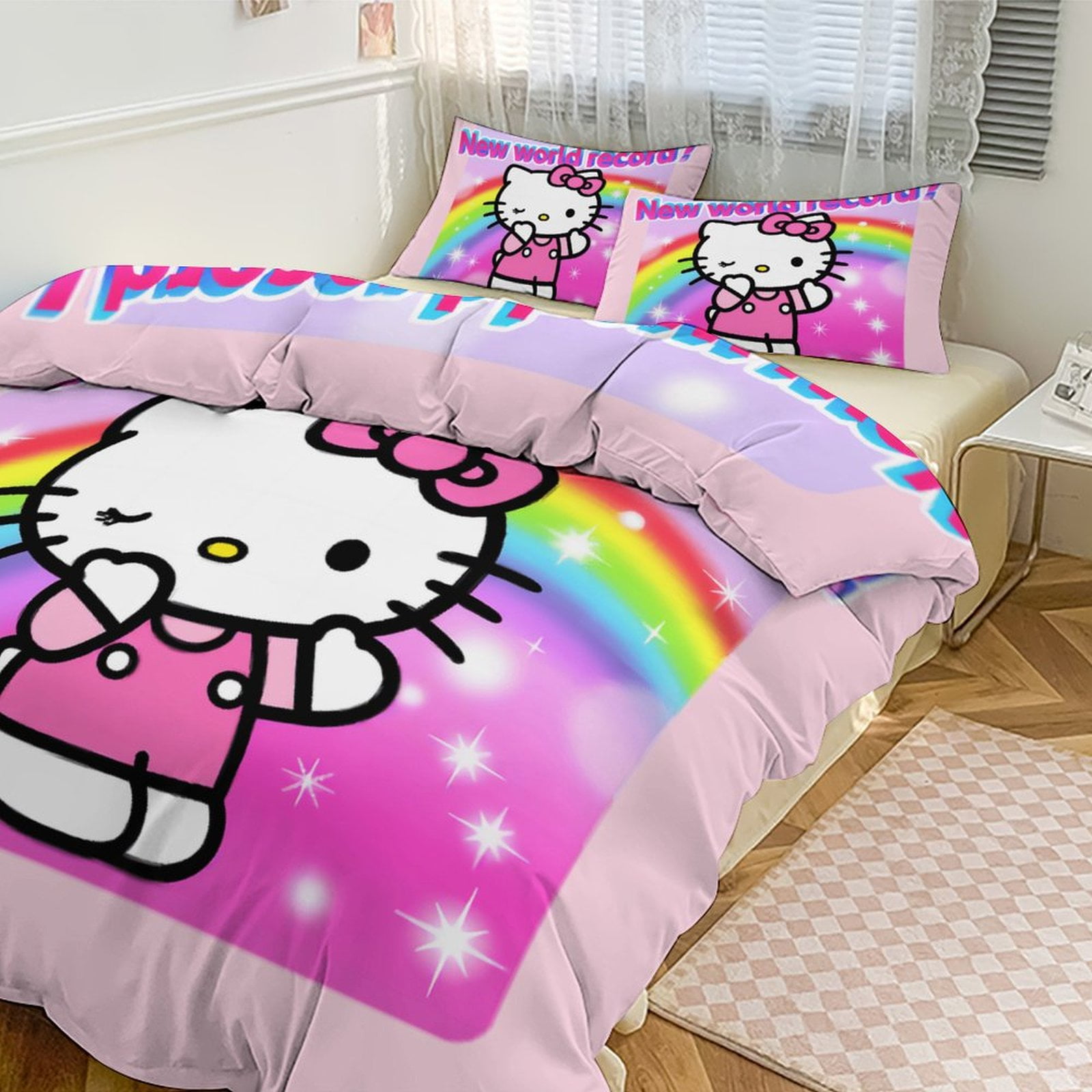 Hello Kitty Y2K Queen Size Bedding Set Contains One Duvet Cover and two ...