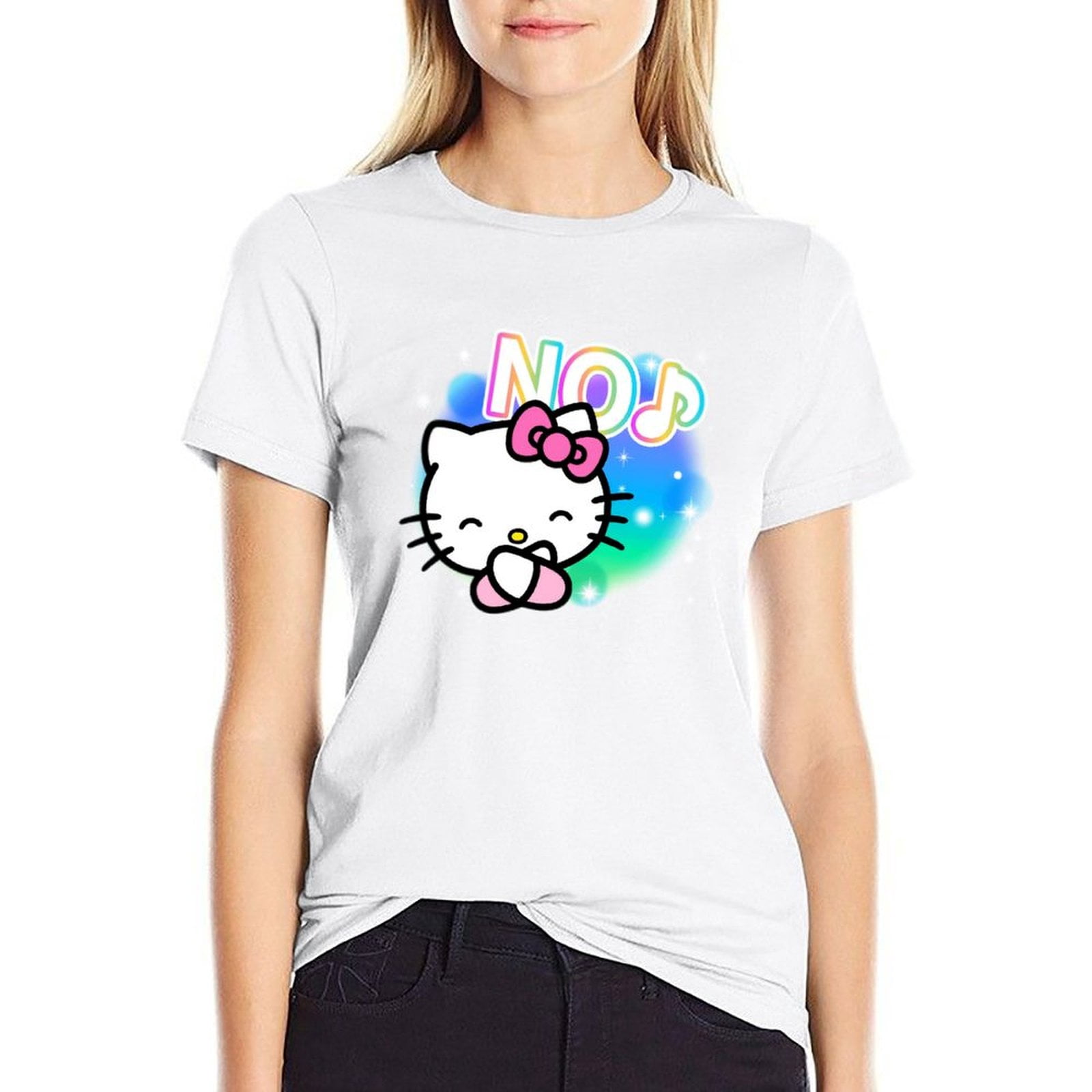 Hello Kitty Y2K Short-sleeved Round Neck Cartoon for Women - Walmart.com