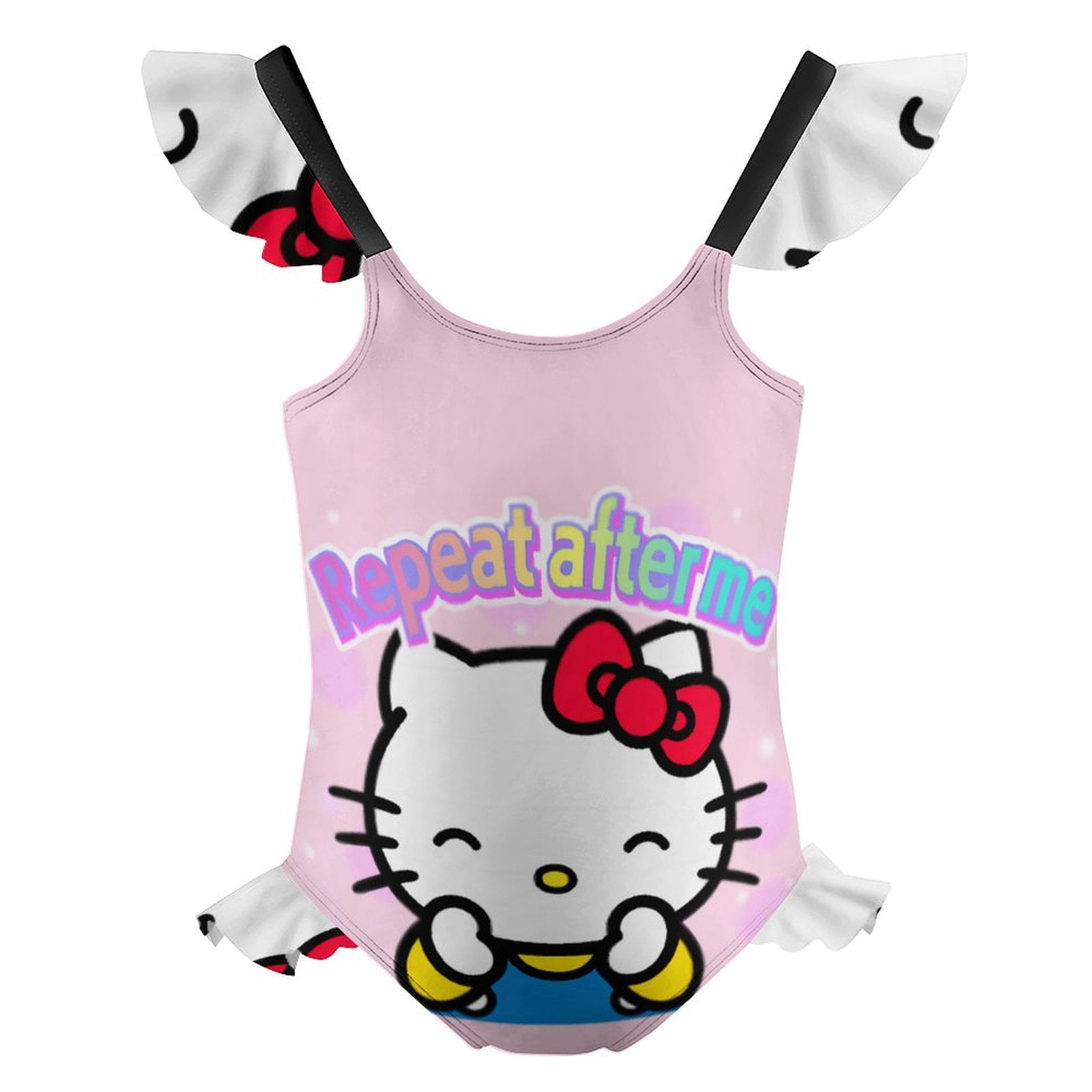 Hello Kitty Y2K swimsuit for Girl Cute Teen Girls One Piece Ruffle Trim Bathing Suits Hello ...