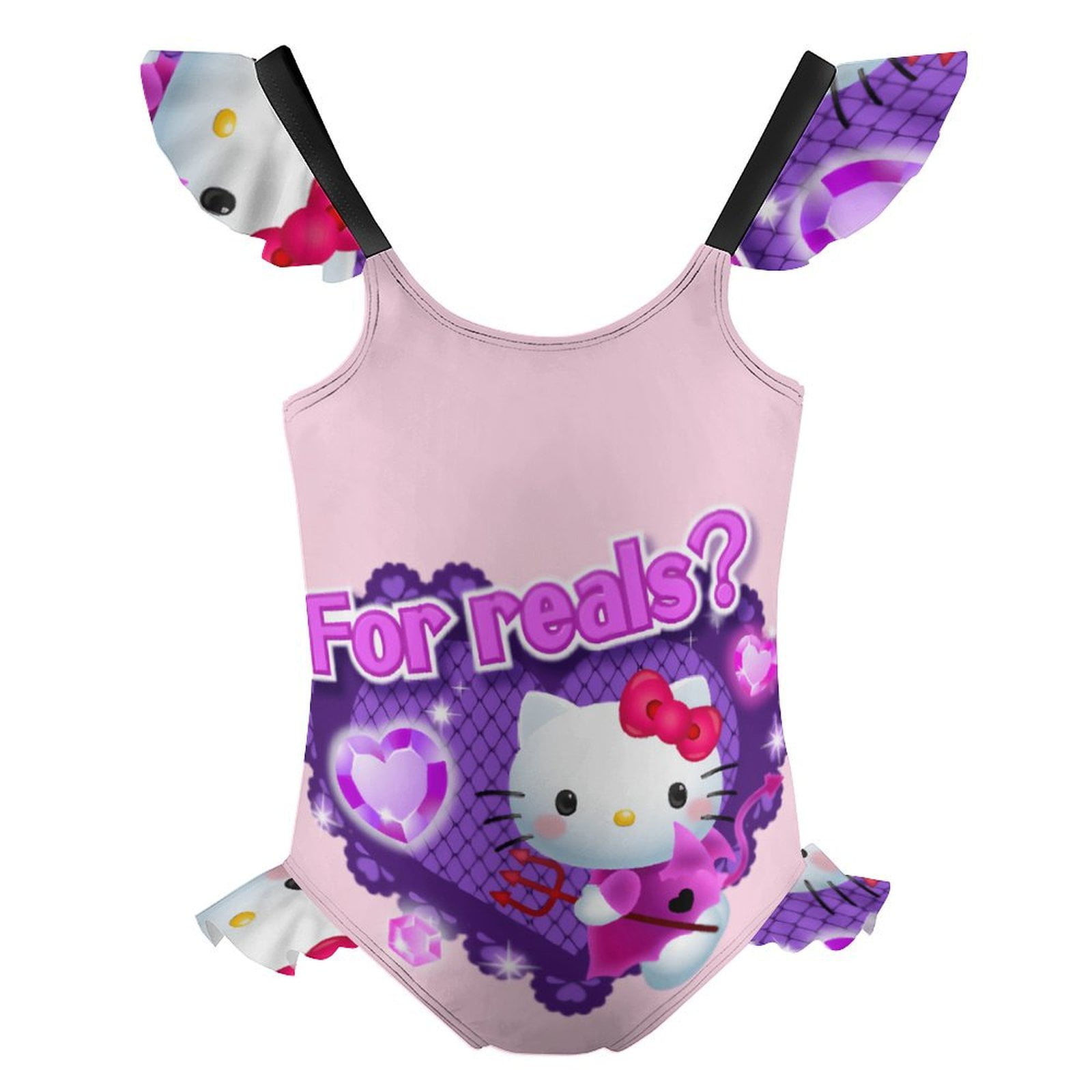 Hello Kitty Y2K swimsuit for Girl Cute Teen Girls One Piece Ruffle Trim Bathing Suits Hello ...