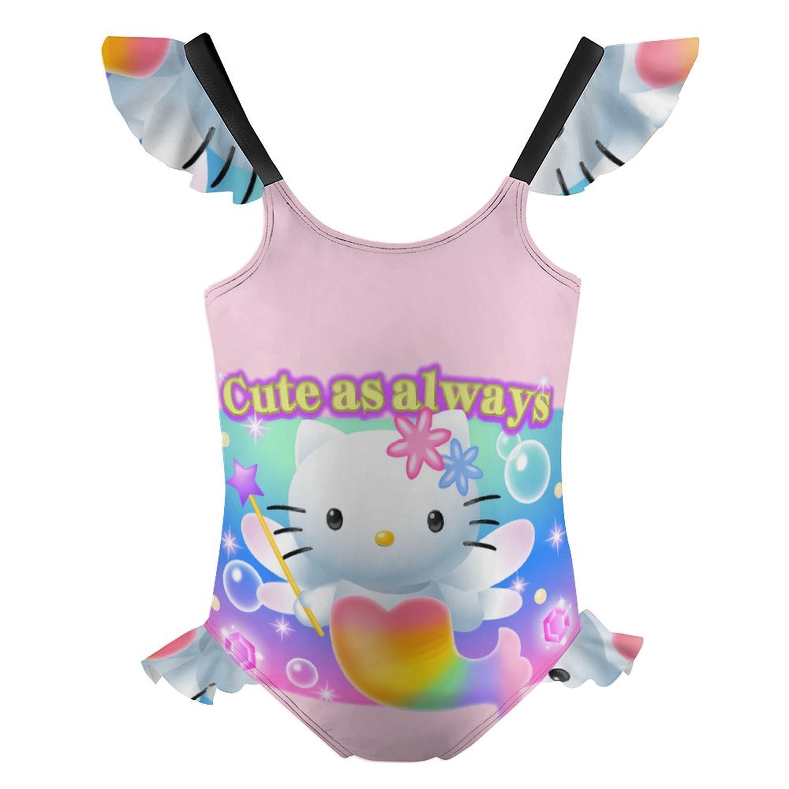 Hello Kitty Y2K swimsuit for Girl Cute Teen Girls One Piece Ruffle Trim ...