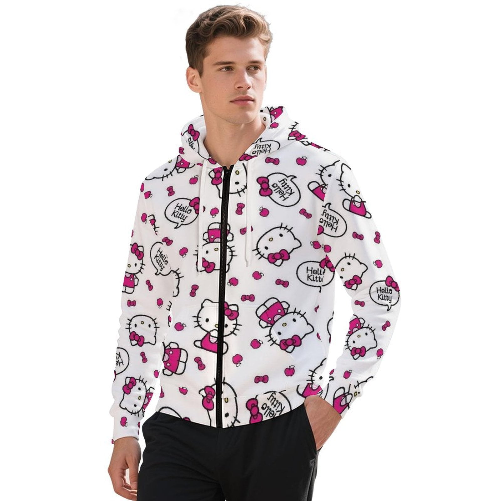 Hello Kitty Zip-Up Hoodie Pullover Hooded Long Sleeve Sweatshirts Tops ...