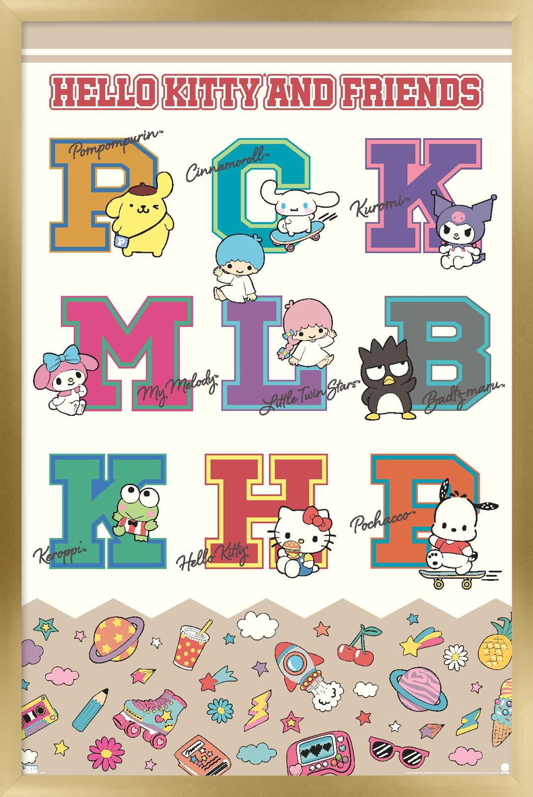 Hello Kitty and Friends: 24 College Letter - Group Wall Poster, 14.725 ...