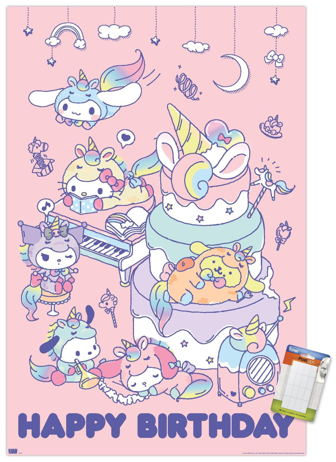 Hello Kitty and Friends - Happy Birthday Wall Poster, 22.375" x 34 ...