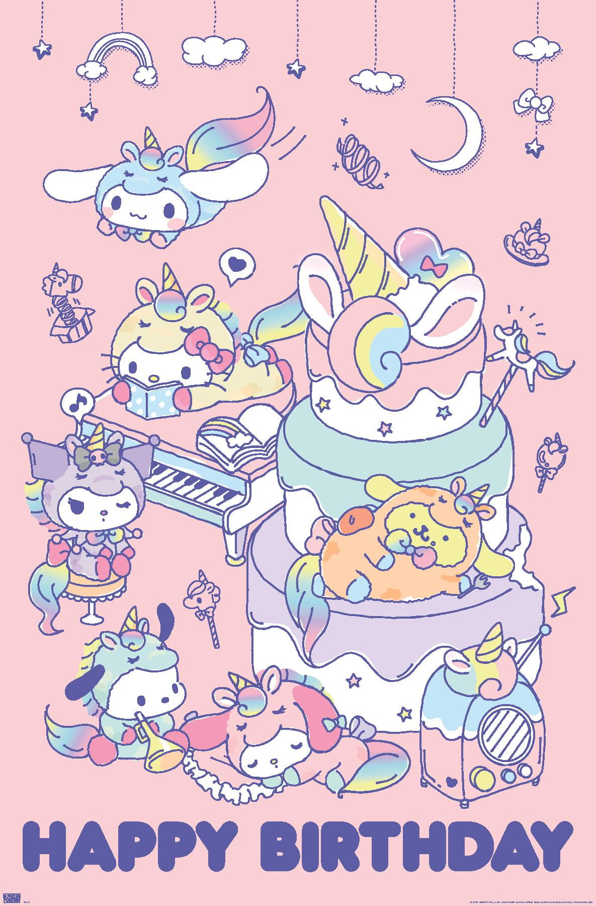 Hello Kitty and Friends - Happy Birthday Wall Poster, 22.375" x 34 ...