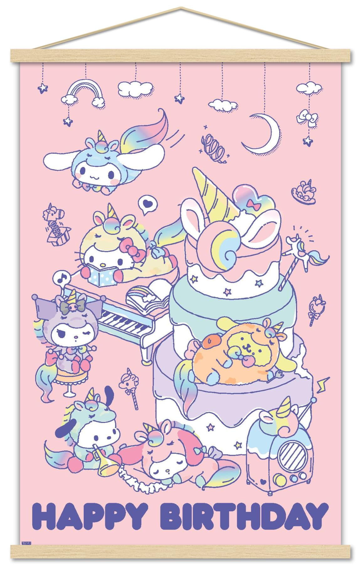 Hello Kitty and Friends - Happy Birthday Wall Poster with Magnetic ...