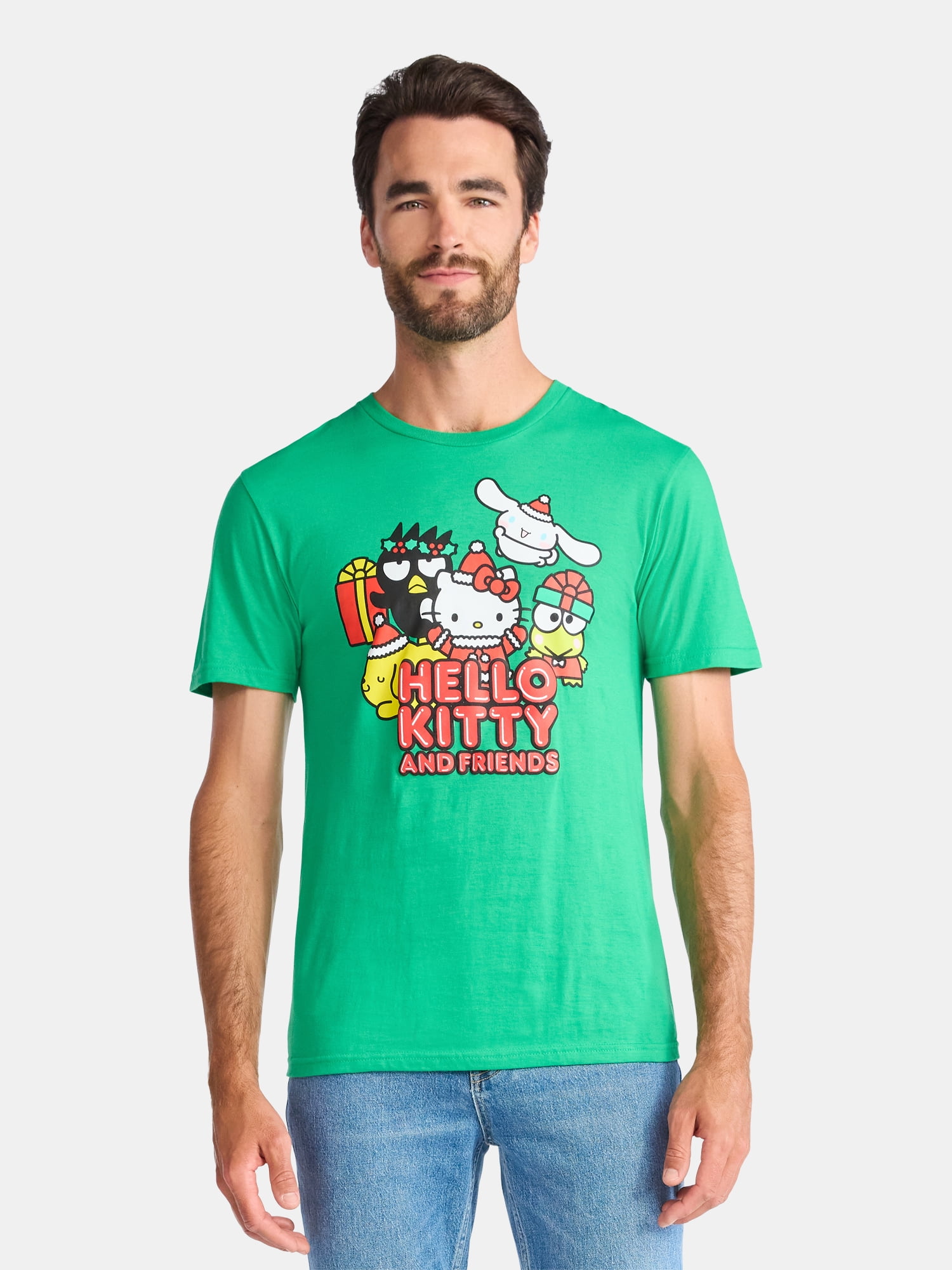 Hello Kitty and Friends Men's and Big Men's Holiday Graphic Tee, Sizes ...