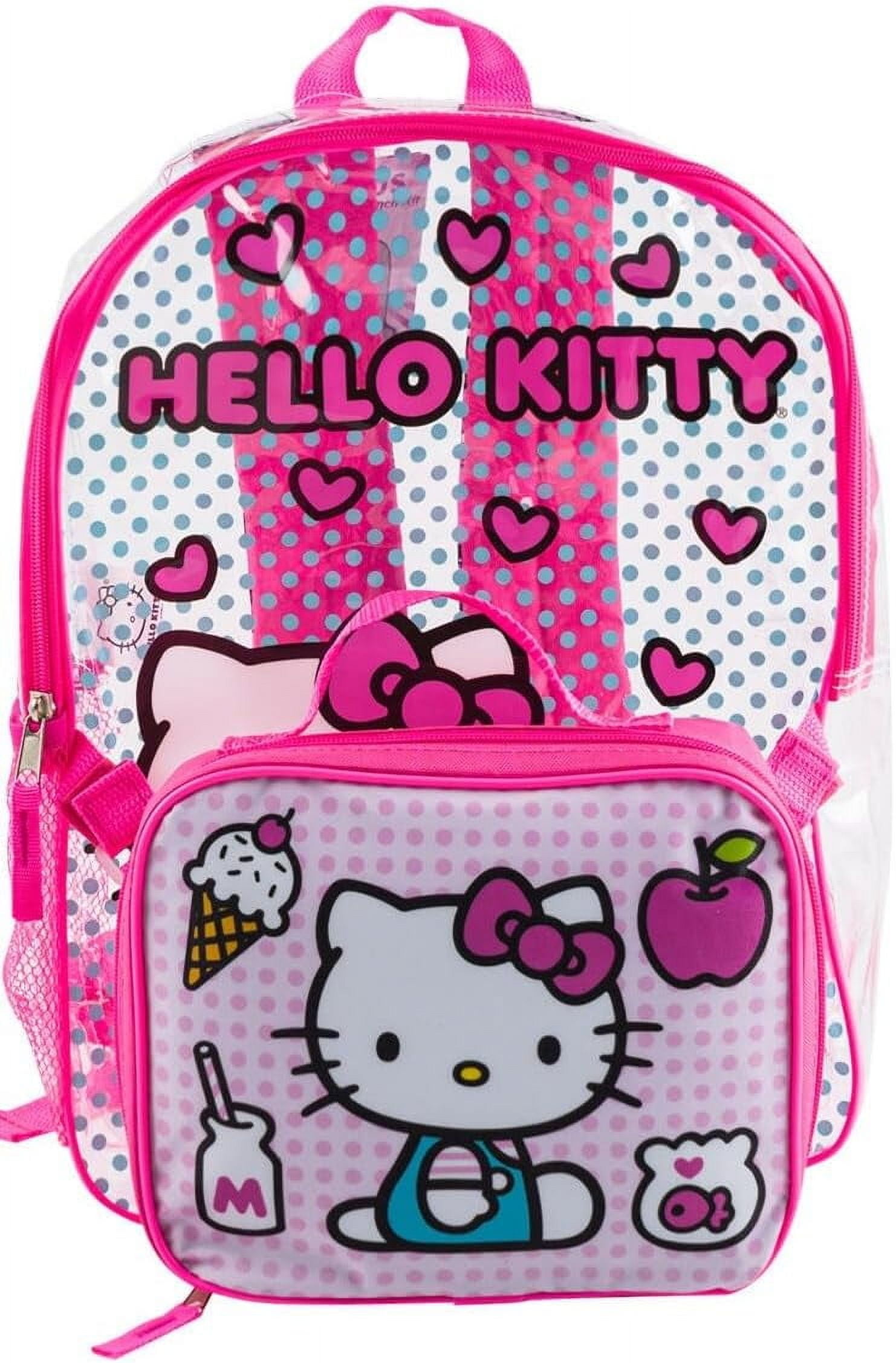 Hello Kitty Clear Backpack with Lunch Box Set, See-Through Book Bag for ...