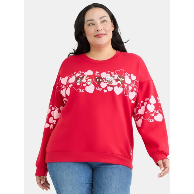 Hello Kitty and Friends Women's Plus Hearts Graphic Fleece Pullover ...