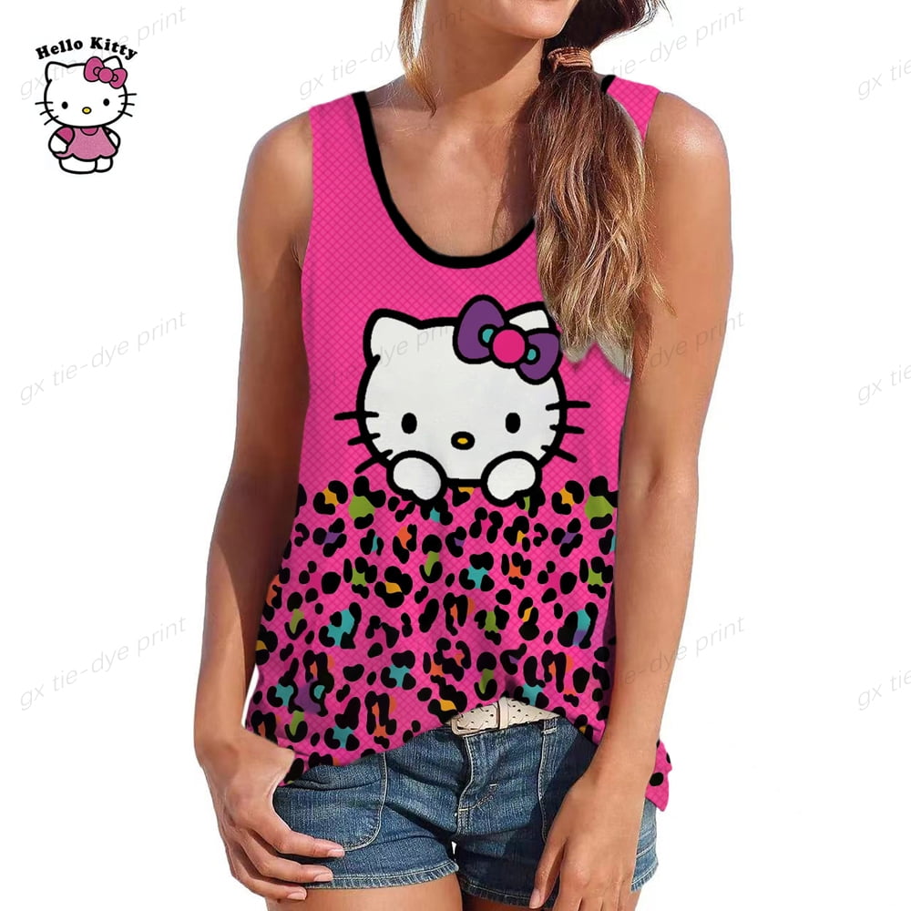 Hello Kitty anime love print summer new street style sleeveless vest ...