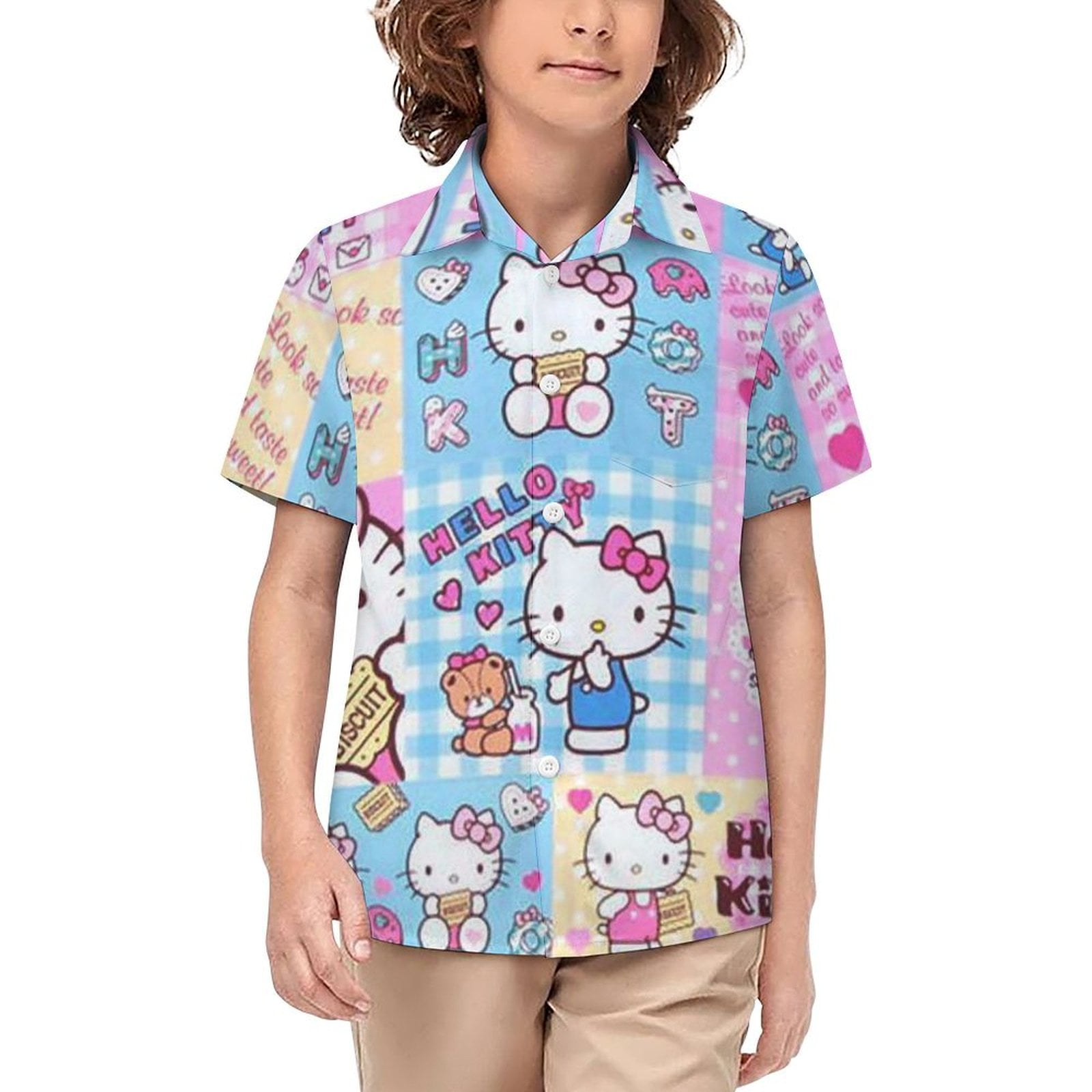 Hello Kitty button down shirt boys summer 13-14T - Walmart.com
