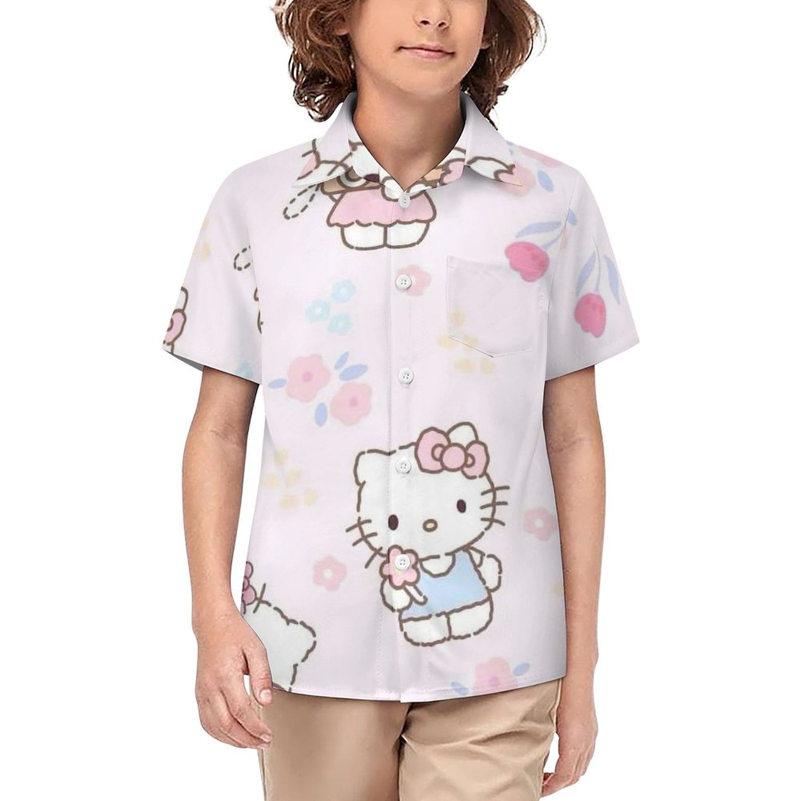 Hello Kitty button down shirt boys summer 15-16T - Walmart.com