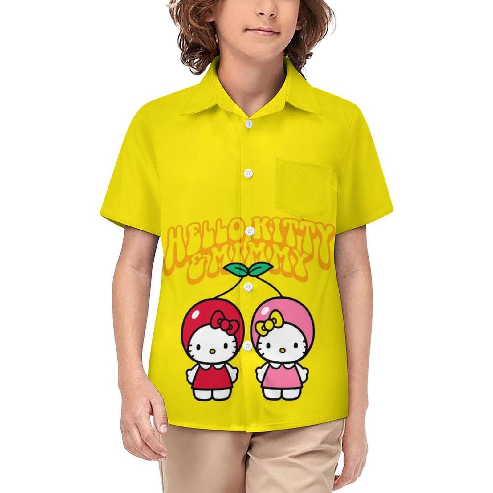Hello Kitty button down shirt boys summer 7-8T - Walmart.com